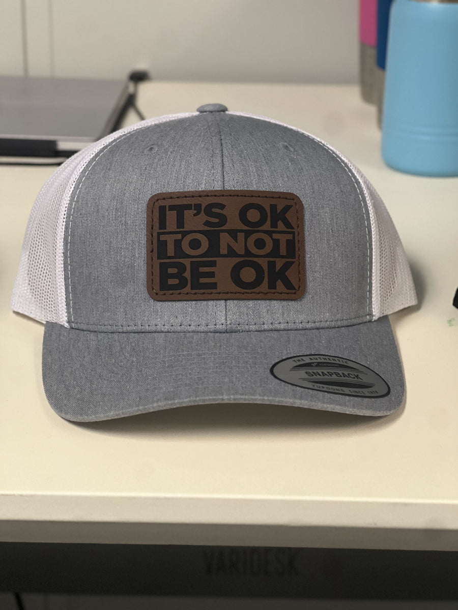 Officer Eudy | It's Ok Not To Be Ok Leather Patch Trucker Hat – Blue ...
